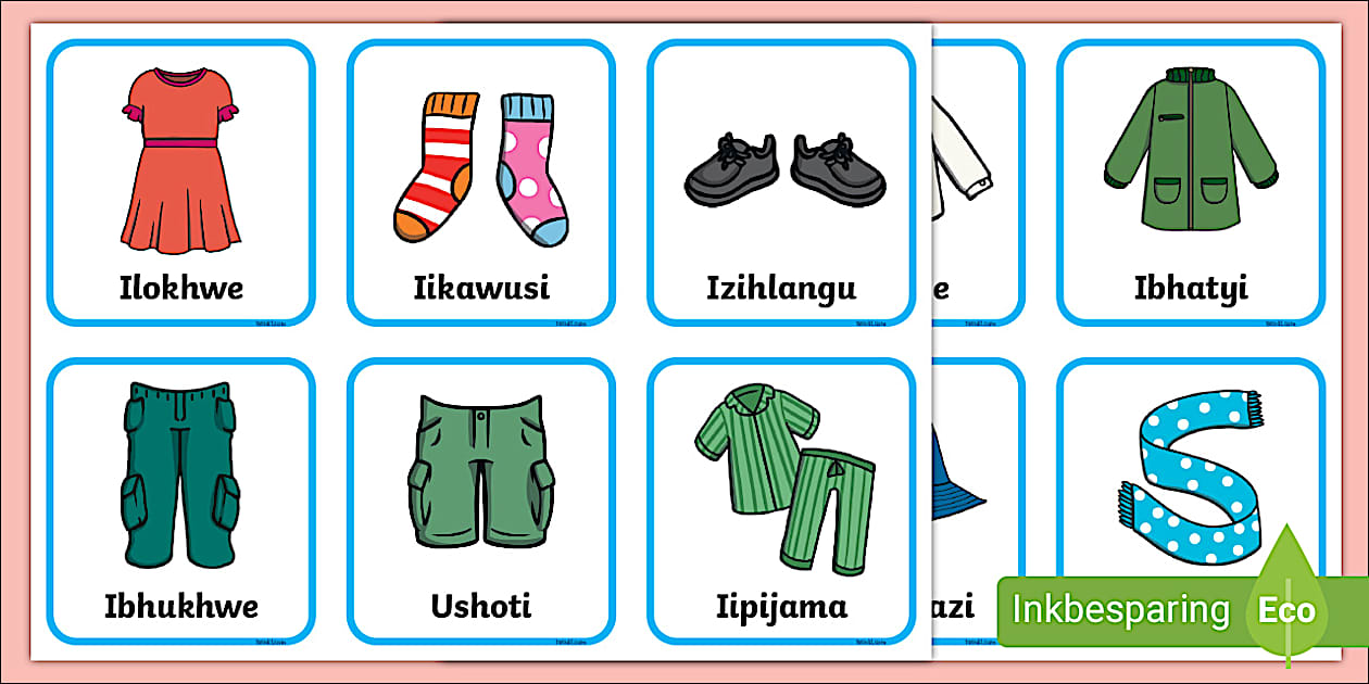 isiXhosa Clothes Matching Cards - Iimpahla amakhadi - Twinkl