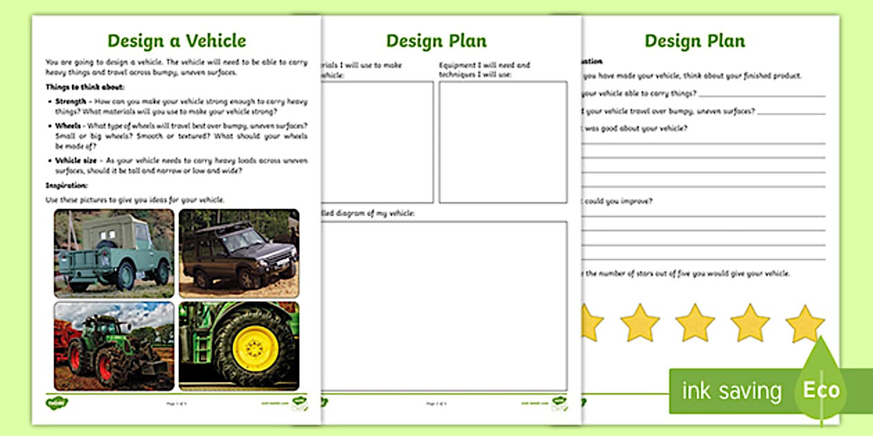 KS1 Build a Car STEM Activity - Design a Vehicle Resource