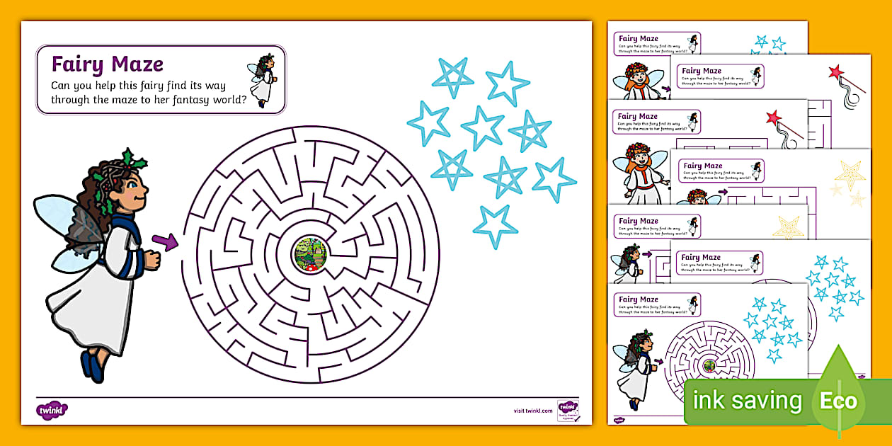 Captivate young learners with fairy maze activity worksheets