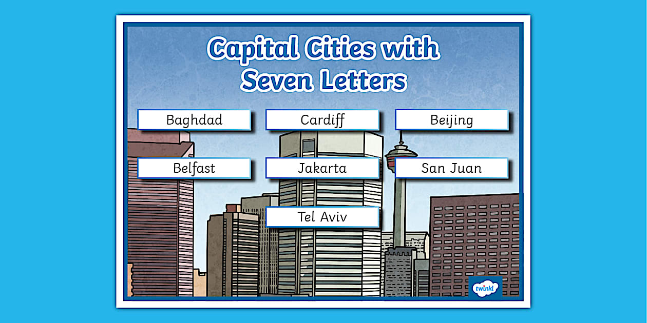 Capital Cities with Seven Letters Word Mat - Twinkl