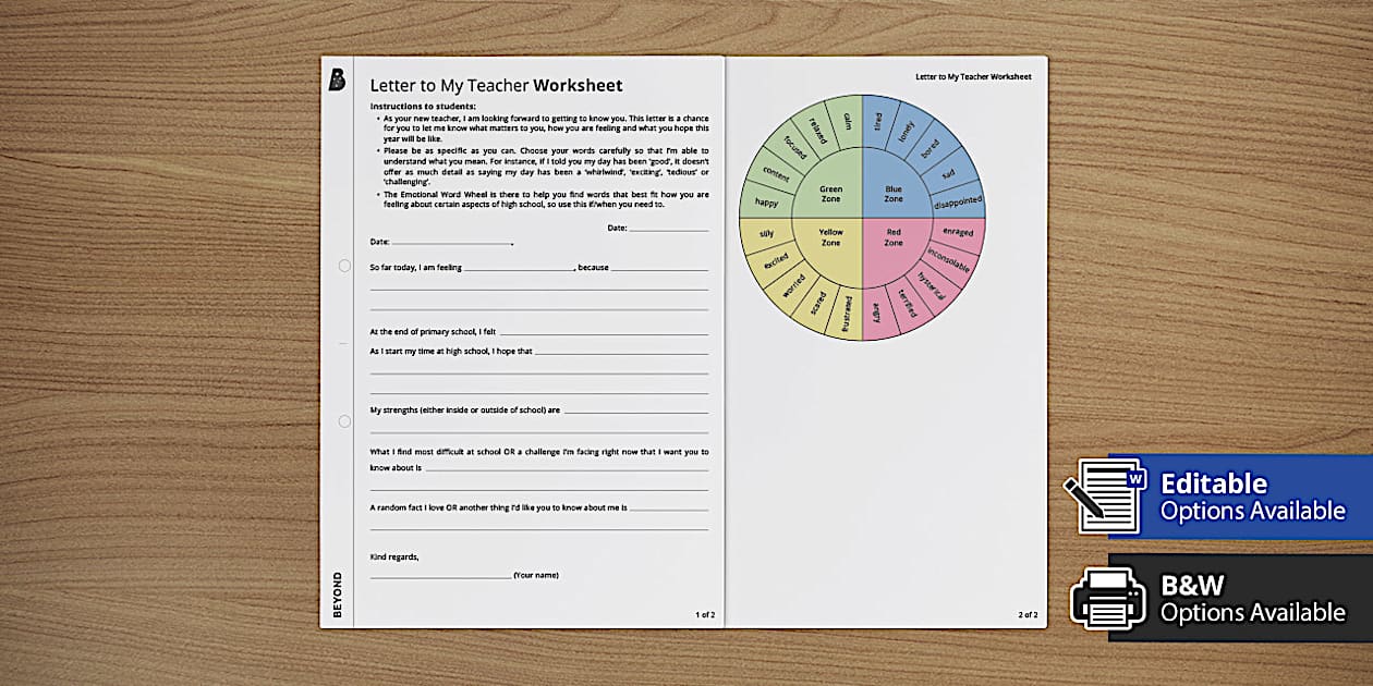 Letter to My Teacher Transition Letters - Beyond Transition