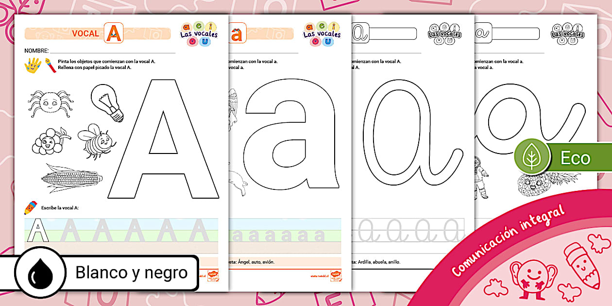 Guía de Trabajo Actividades con la vocal A (teacher made)
