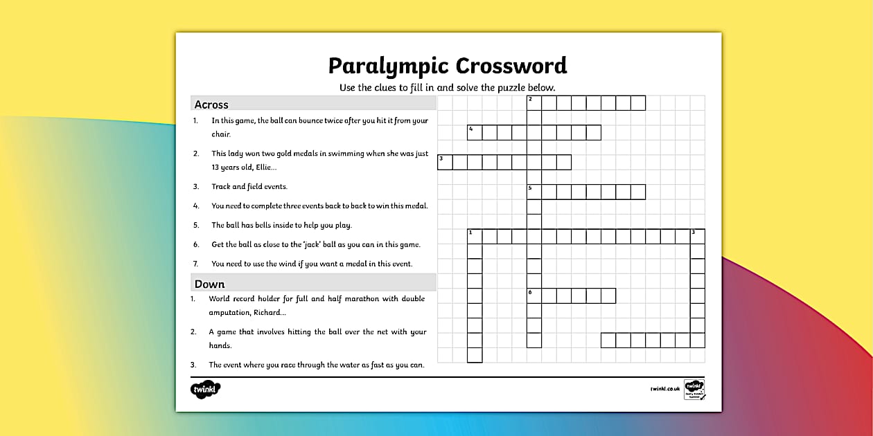 Paralympics Crossword (teacher made) - Twinkl