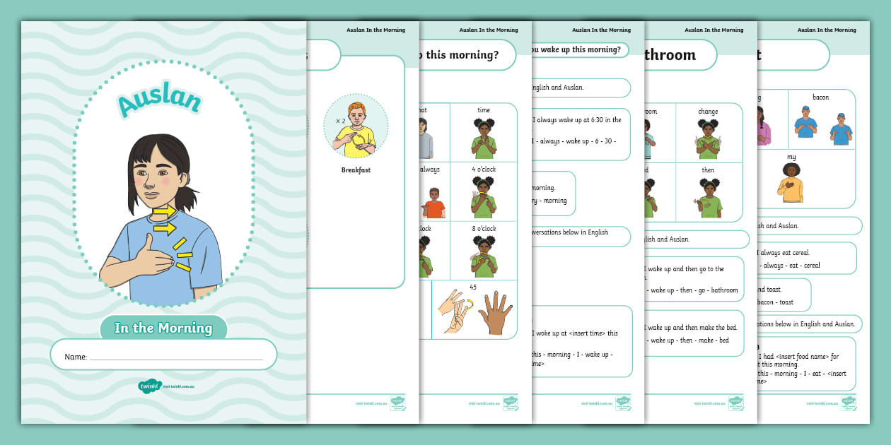 Auslan Booklet - In The Morning (teacher made) - Twinkl