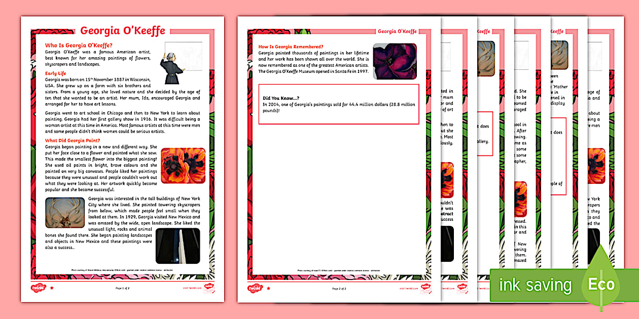 Middle Ability LKS2 Georgia O'Keeffe Differentiated Reading Comprehension