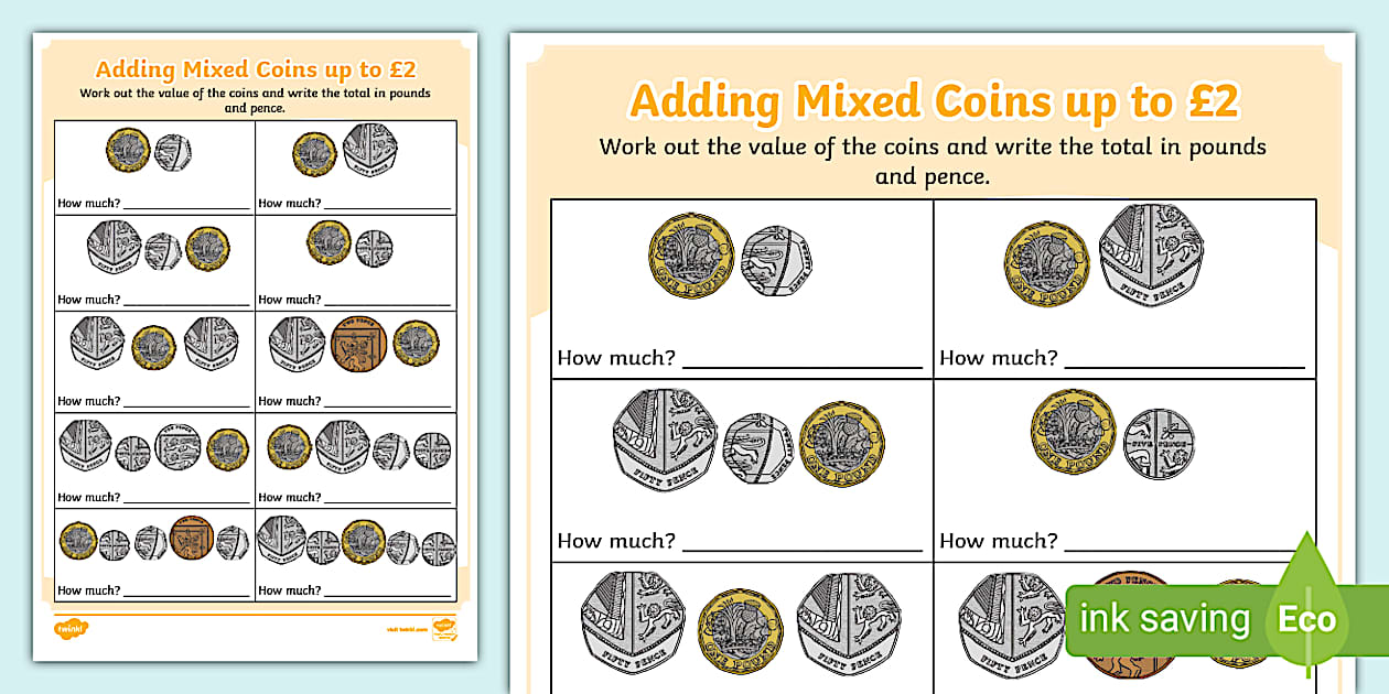 👉 Adding Coins up to £2 Activity (teacher made) - Twinkl