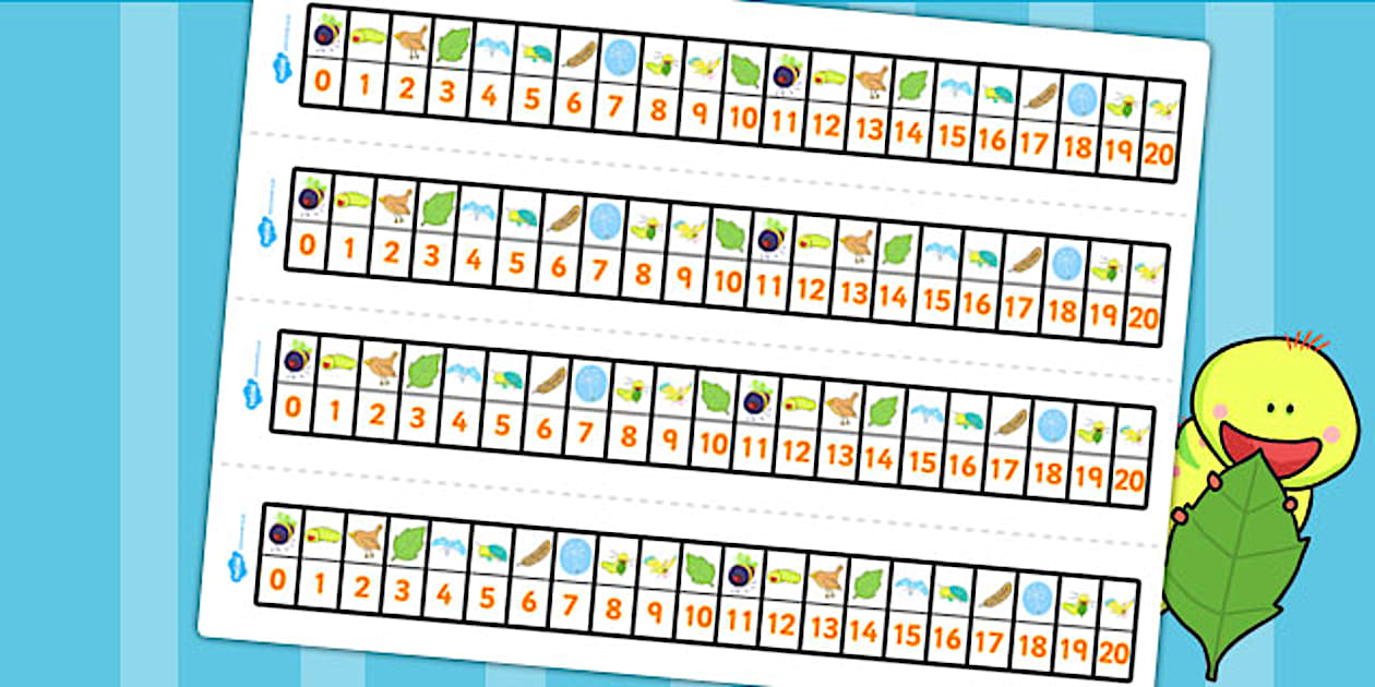 Number Track 0-20 to Support Teaching on The Crunching Munching ...