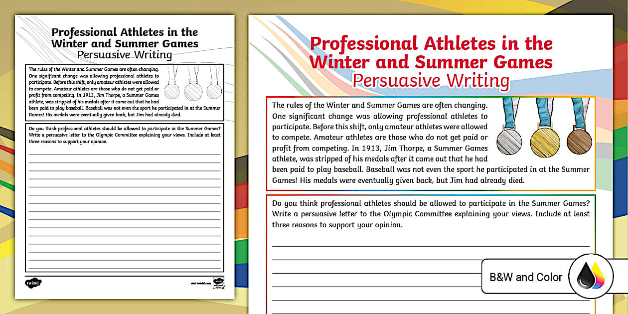 Professional Athletes in the Winter & Summer Games Persuasive Writing