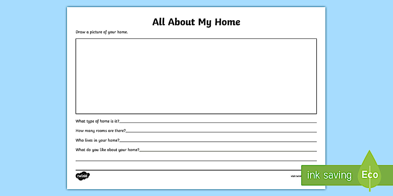 Houses and Homes All About My Home Worksheet - Twinkl