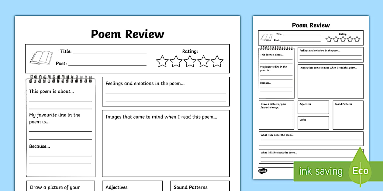 Editable Poetry Response Worksheet (professor feito)