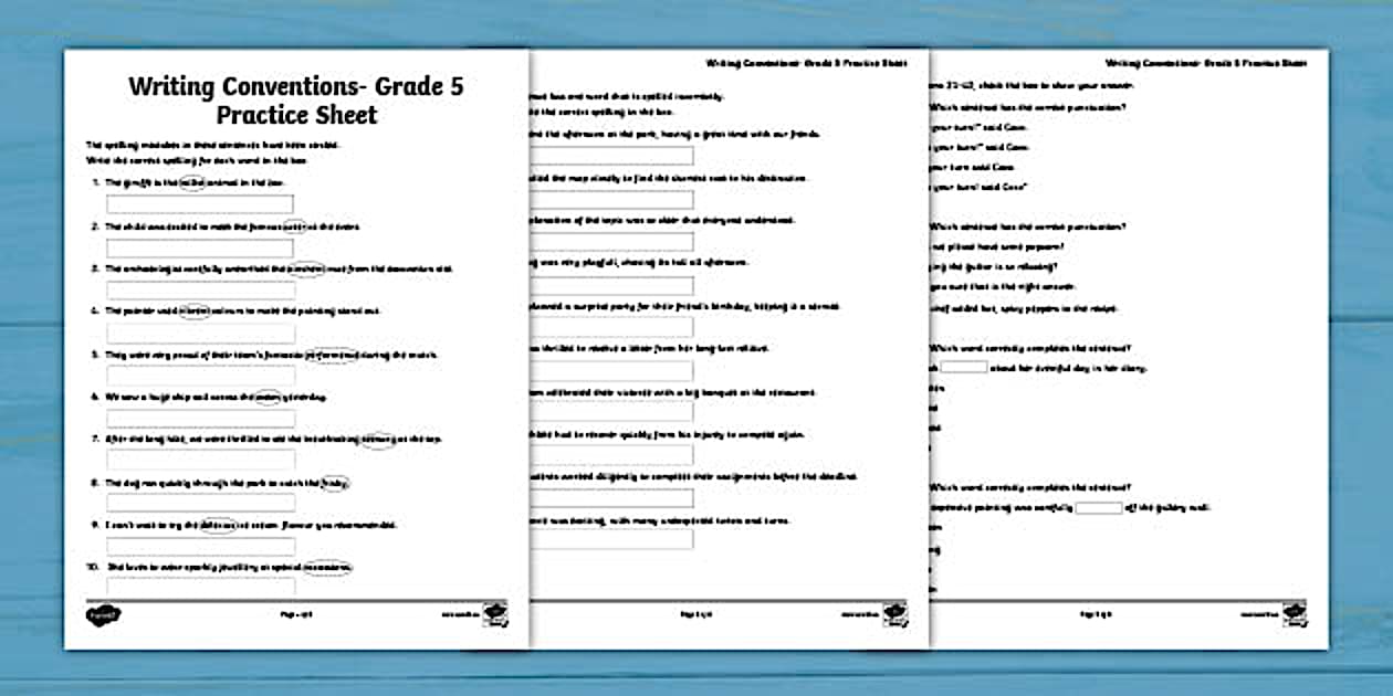 Writing Conventions Practice Worksheets – Grade 5 | Twinkl