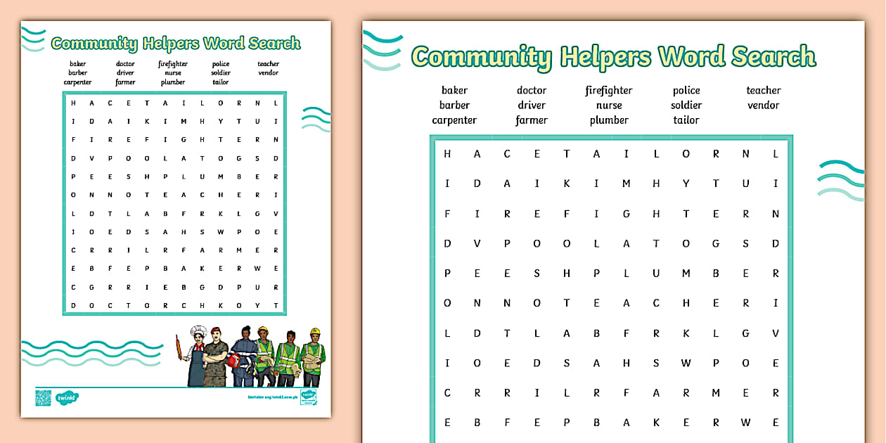 Community Helpers Word Search | Grades 2 - 6 | Twinkl PH
