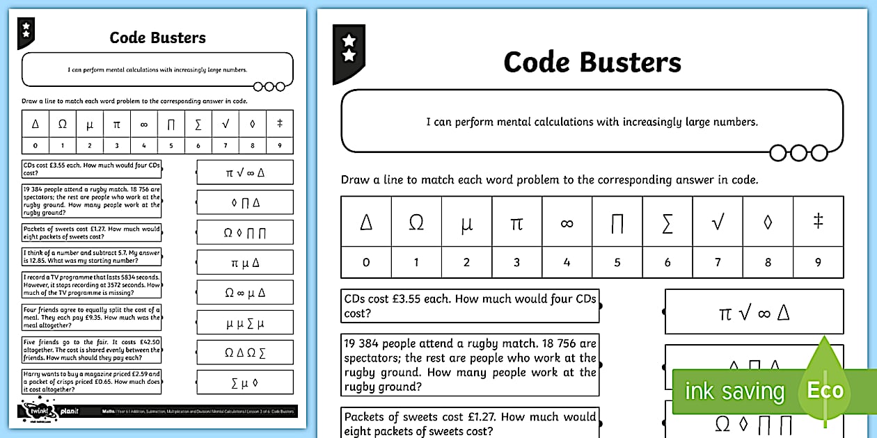 Maths Mental Starter | Fun code-breaker activity | Printable