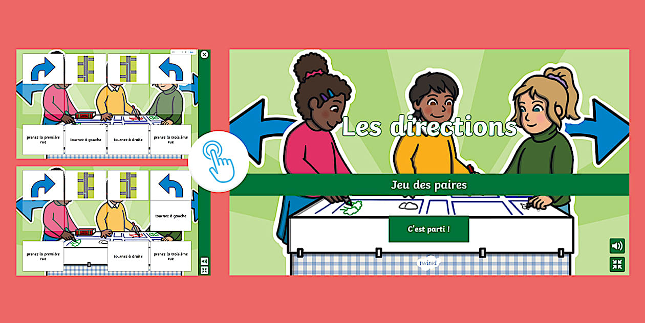 * NEW * Jeu de paires interactif : Les directions - Twinkl
