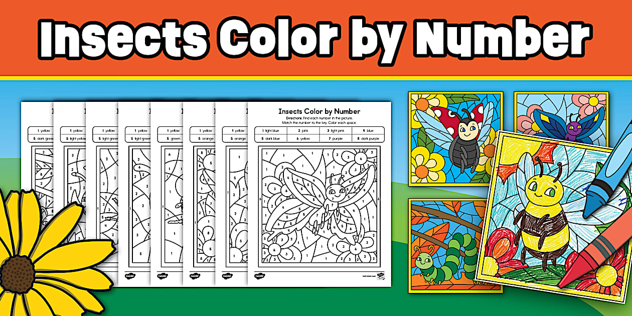 Insects Color by Number Worksheets