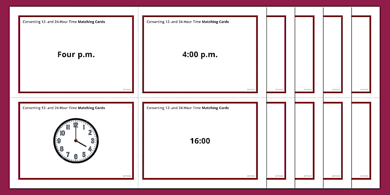 Converting 12- and 24-hour Time Matching Cards - Twinkl