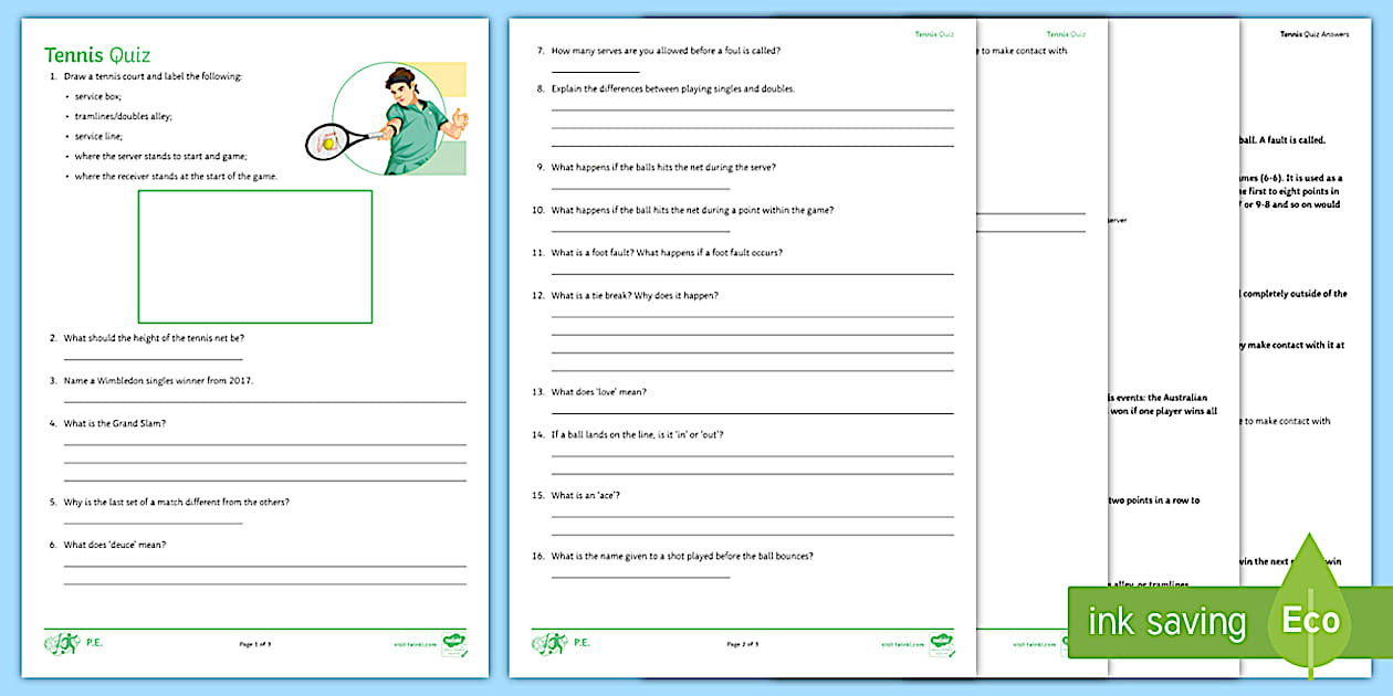 Tennis Quiz | Physical Education | Twinkl Resources - Twinkl