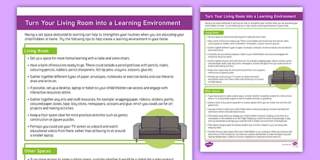 Turn Your Living Room into a Learning Environment - Twinkl