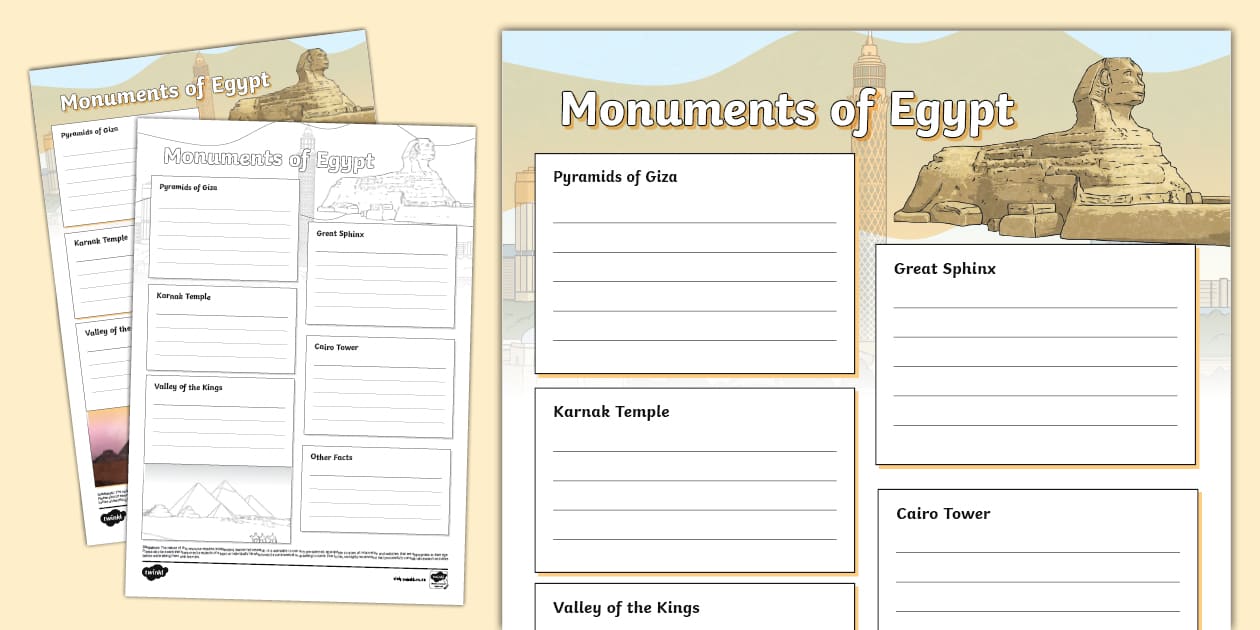 Monuments of Egypt Fact File Template (Teacher-Made)