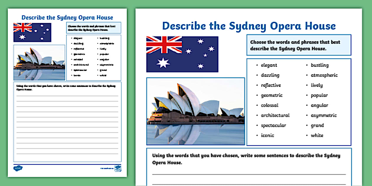 Describe Sydney Opera House Worksheet (teacher made)