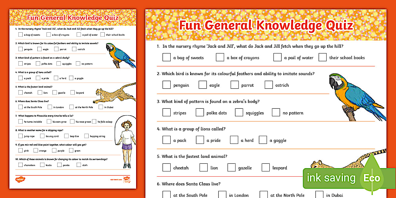 Fun General Knowledge Quiz (teacher made) - Twinkl