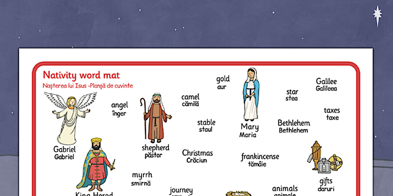 Nativity Word Mat Romanian Translation (teacher made)