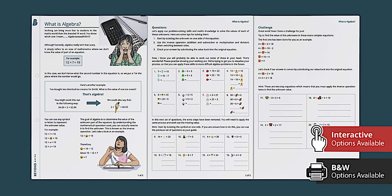 What is Algebra? Worksheet (teacher made) - Twinkl
