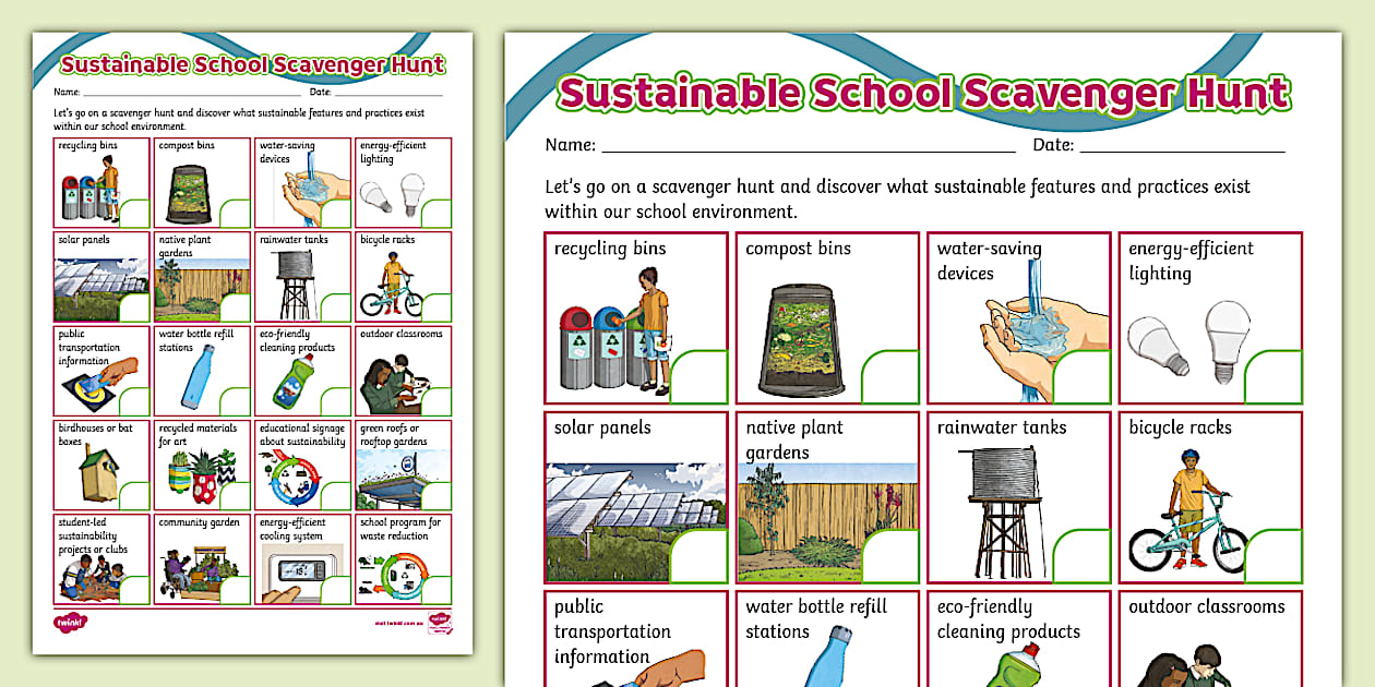 Sustainable School Scavenger Hunt (teacher made) - Twinkl