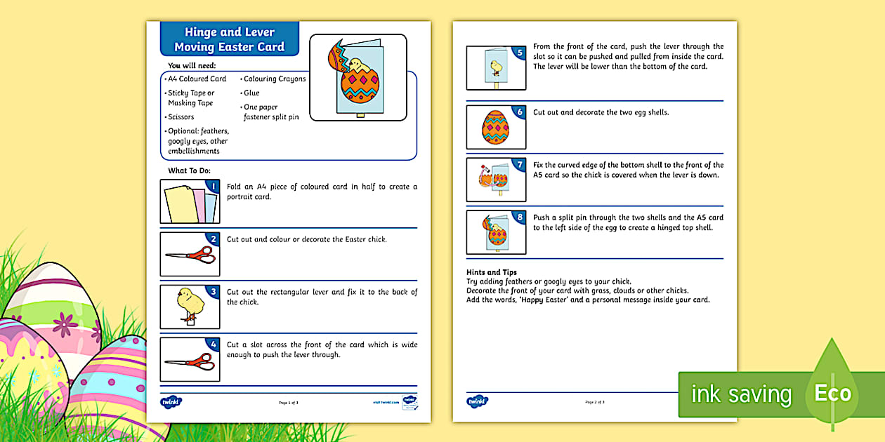 KS1 Hinge and Lever Moving Easter Card Craft Instructions