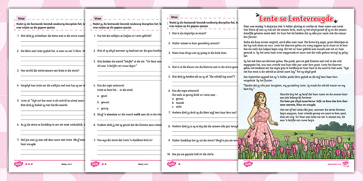 Gr 5 - Afr - Lente se Lentevreugde - Gedifferensieerde Begripstoets (KABV)