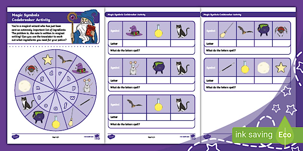 Magic Symbols Codebreaker Activity (teacher made) - Twinkl