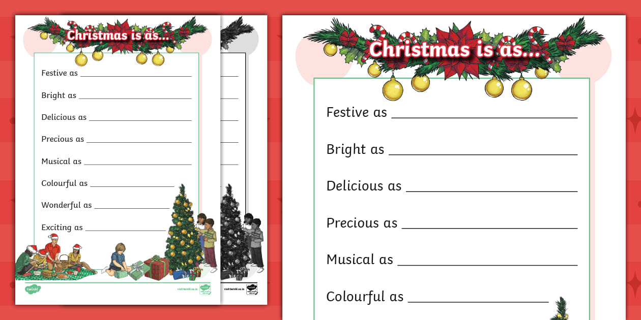 Christmas Simile Poem Template (teacher made) - Twinkl