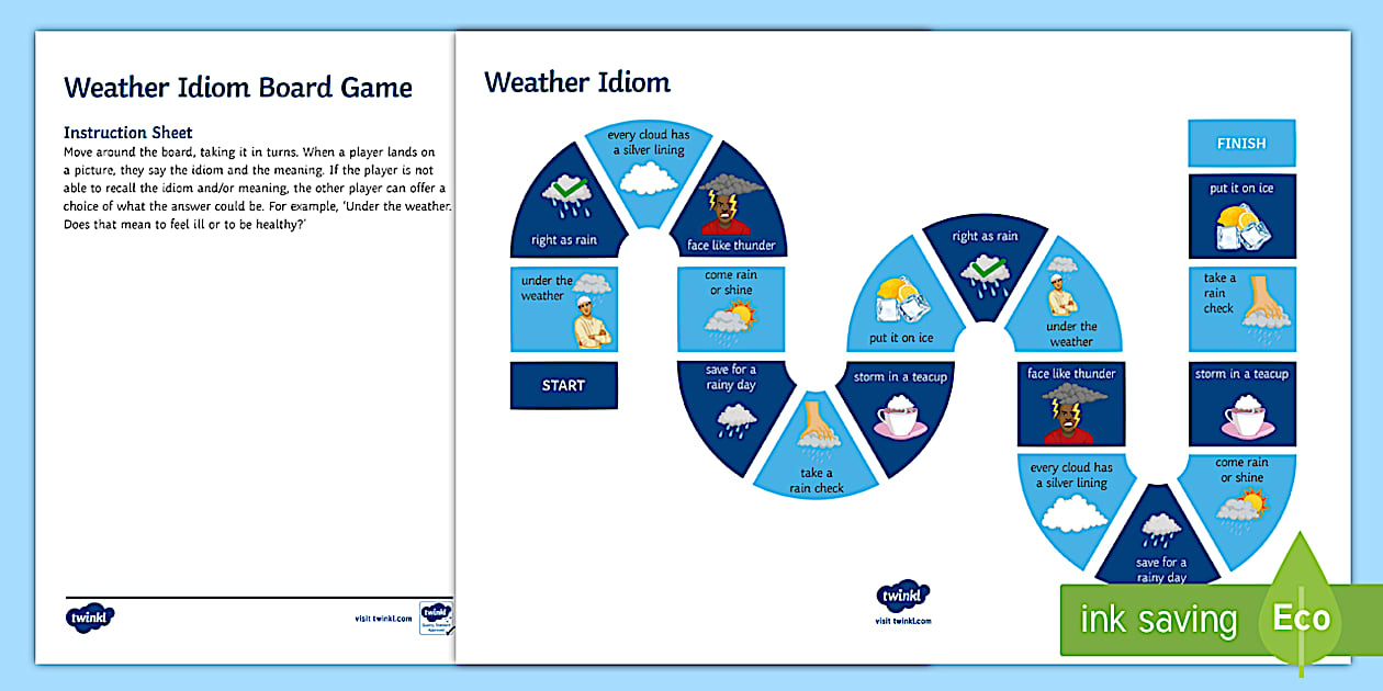 Weather Idiom Board Game (teacher made) - Twinkl