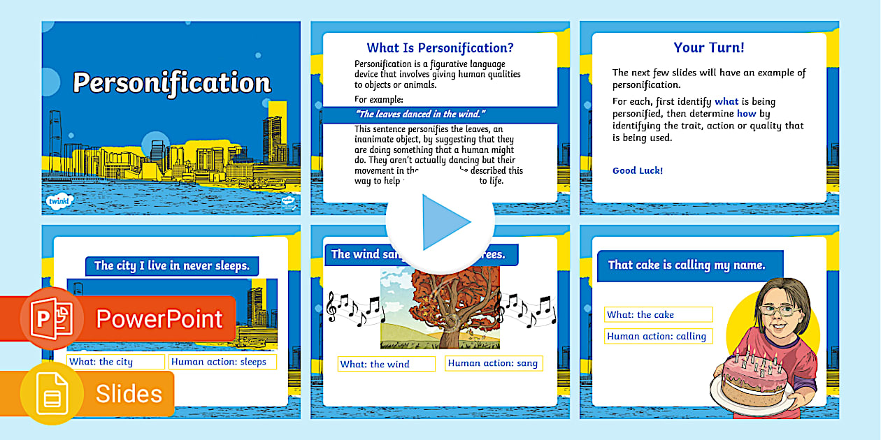 Personification Activity PowerPoint (teacher made) - Twinkl