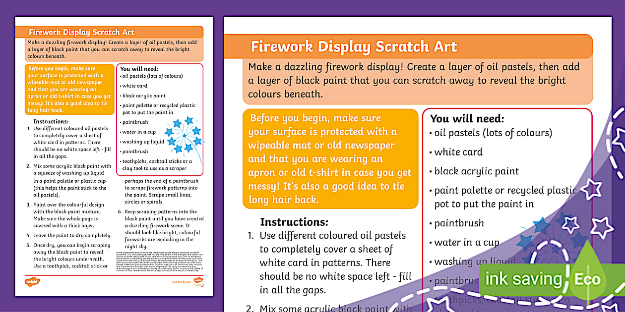 Firework Display Scratch Art (teacher made) - Twinkl