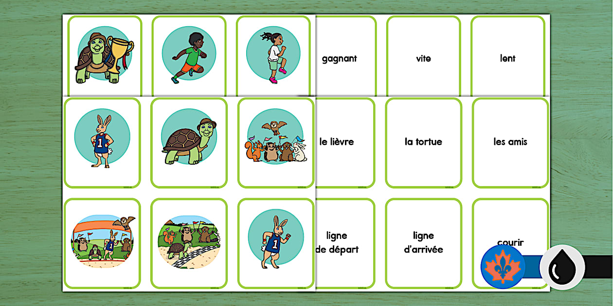 The Tortoise and the Hare Vocabulary Match Activity French
