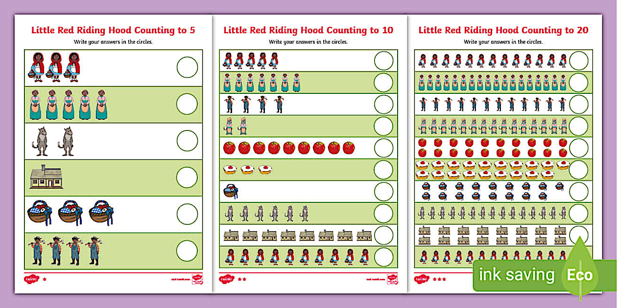 Little Red Riding Hood Counting Sheets - Twinkl