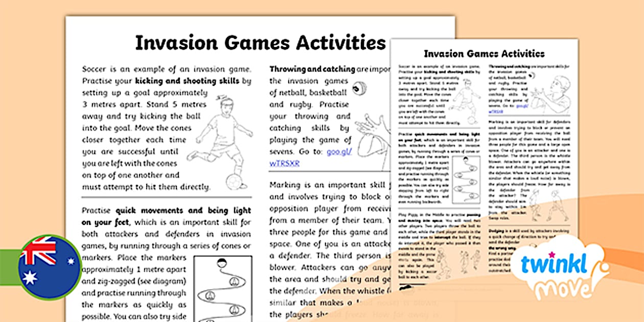 Move PE Year 3 Invasion Games Home Learning Tasks - Twinkl