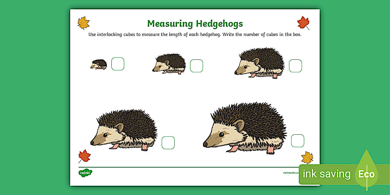 👉 Measuring with Cubes Hedgehog-Themed Activity Sheet