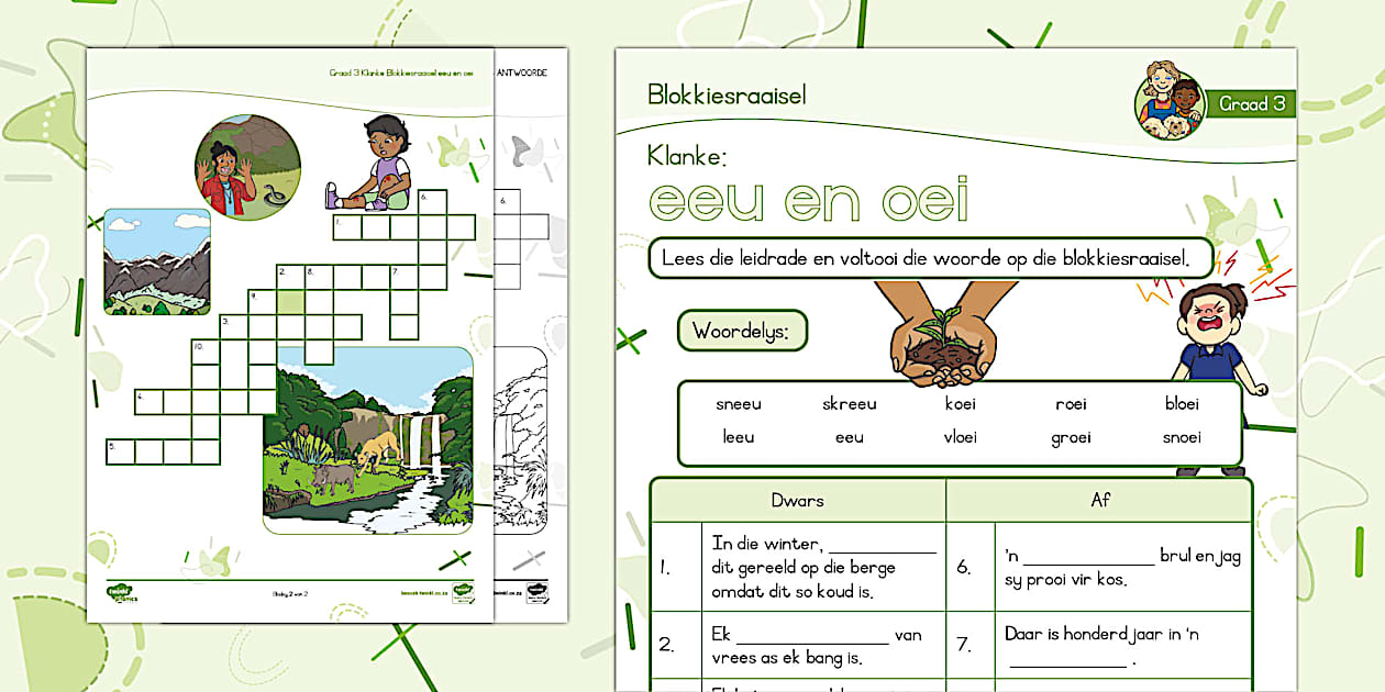 Graad 3 Klanke Blokkiesraaisel eeu en oei - Twinkl