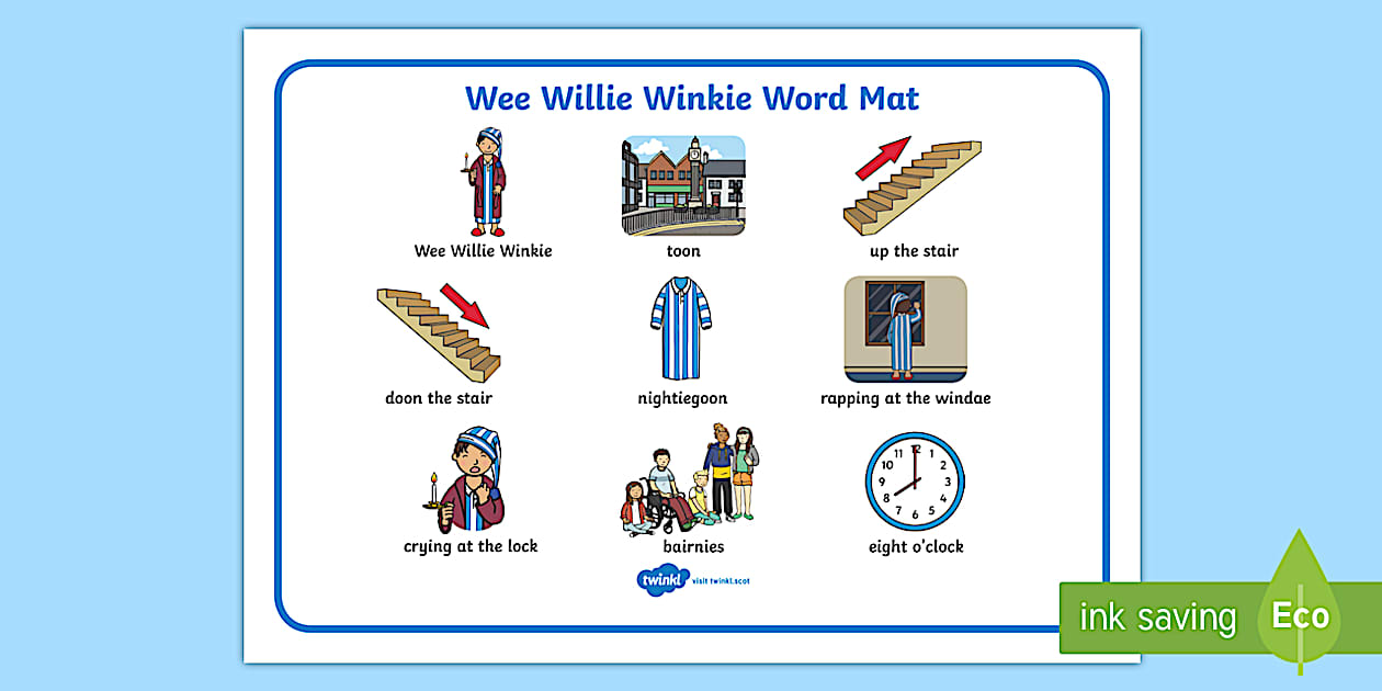 Wee Willie Winkie Word Mat (Teacher-Made) - Twinkl