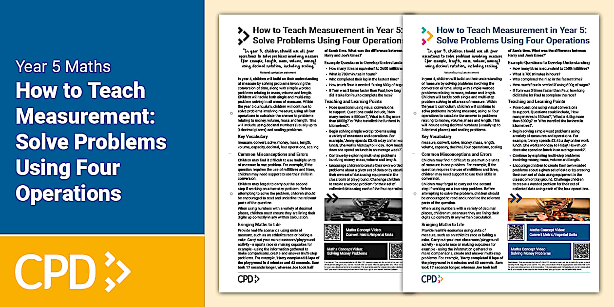 How to Teach Measurement in Year 5: Solve Problems Using Four Operations