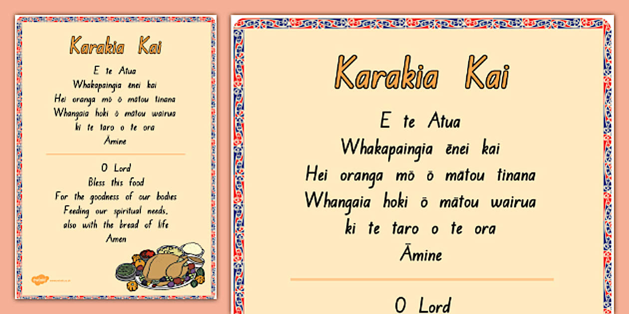 Editable Karakia Kai Display Poster - Māori Grace - Twinkl