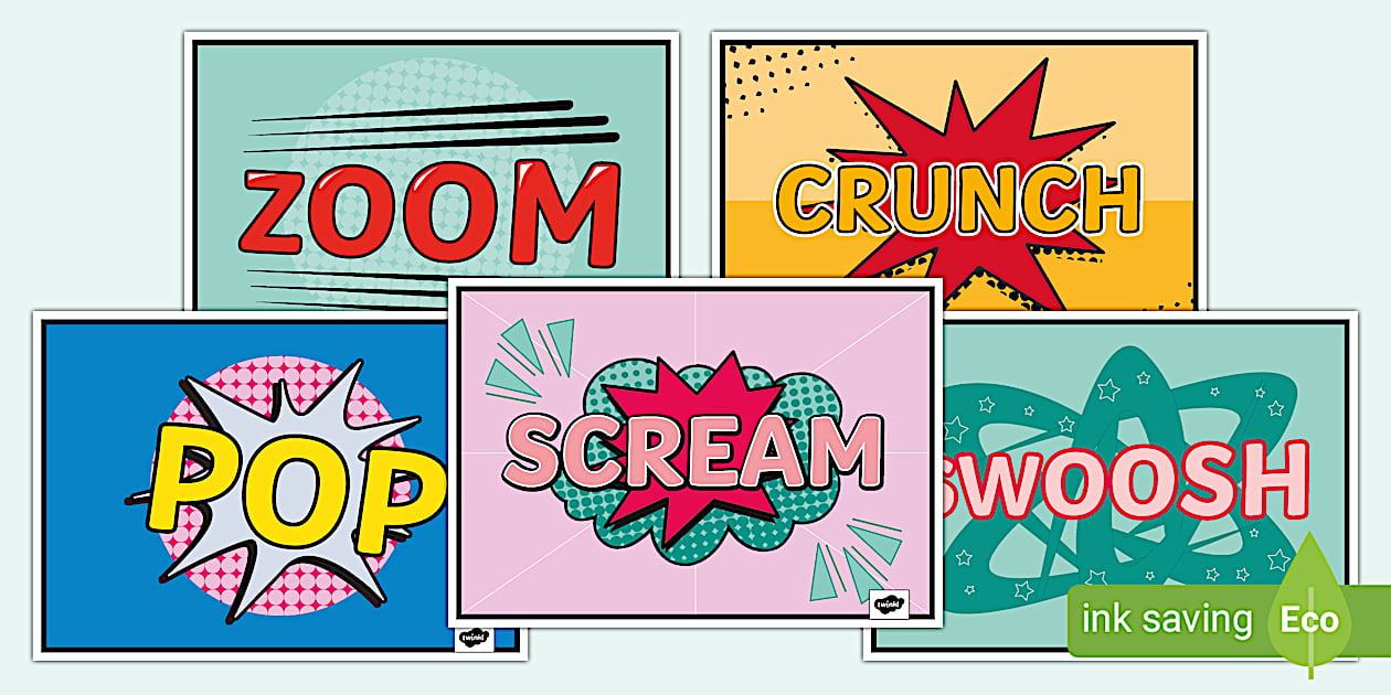 Onomatopoeia Display Posters (teacher made) - Twinkl
