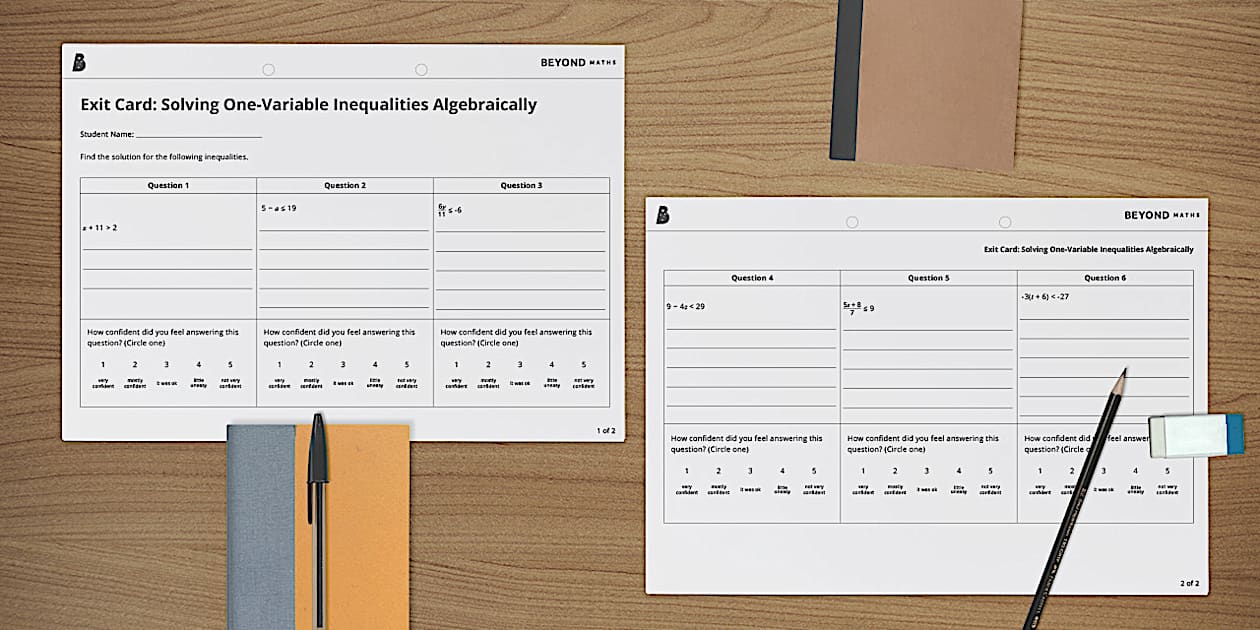 Exit Card: Solving One-Variable Inequalities Algebraically