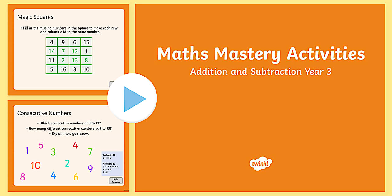 Maths Mastery Activities Year 3 Addition and Subtraction PowerPoint