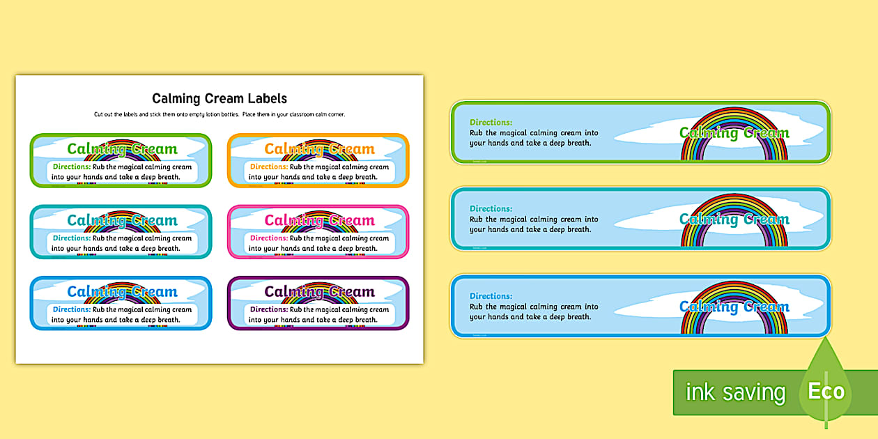 Calming Cream Labels (teacher made) - Twinkl