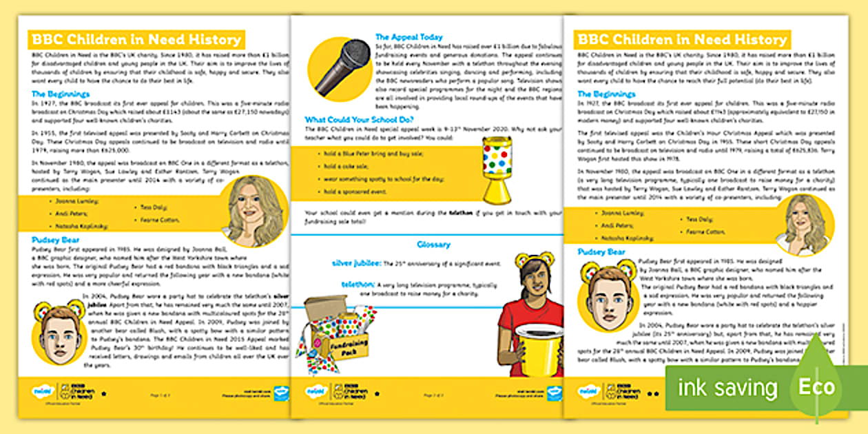 FREE! - KS2 History of BBC Children in Need Comprehension Activity