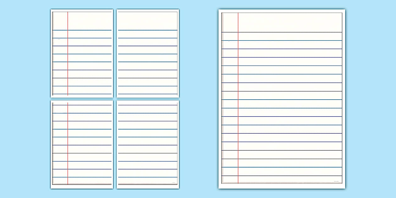 Giant Red Margin Wide Lined Paper Page Display - Twinkl