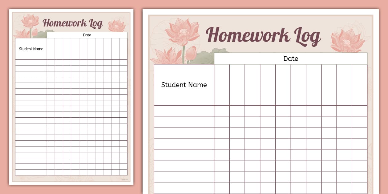 * NEW * Lotus-Themed Homework Log (teacher made) - Twinkl